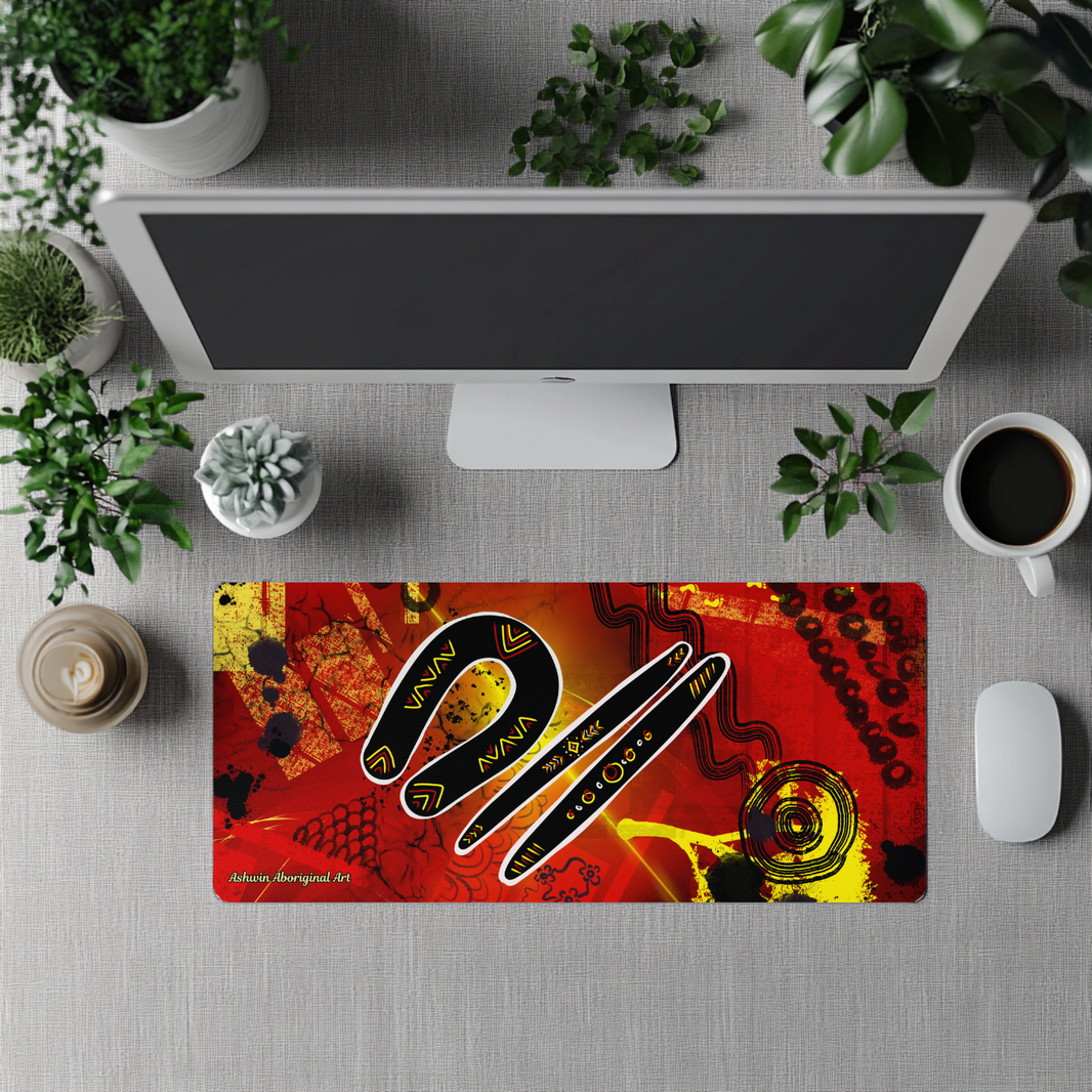 Aboriginal Art Desk Mats – 90x40cm Large Mouse Pads | Ashwin Aboriginal Art
