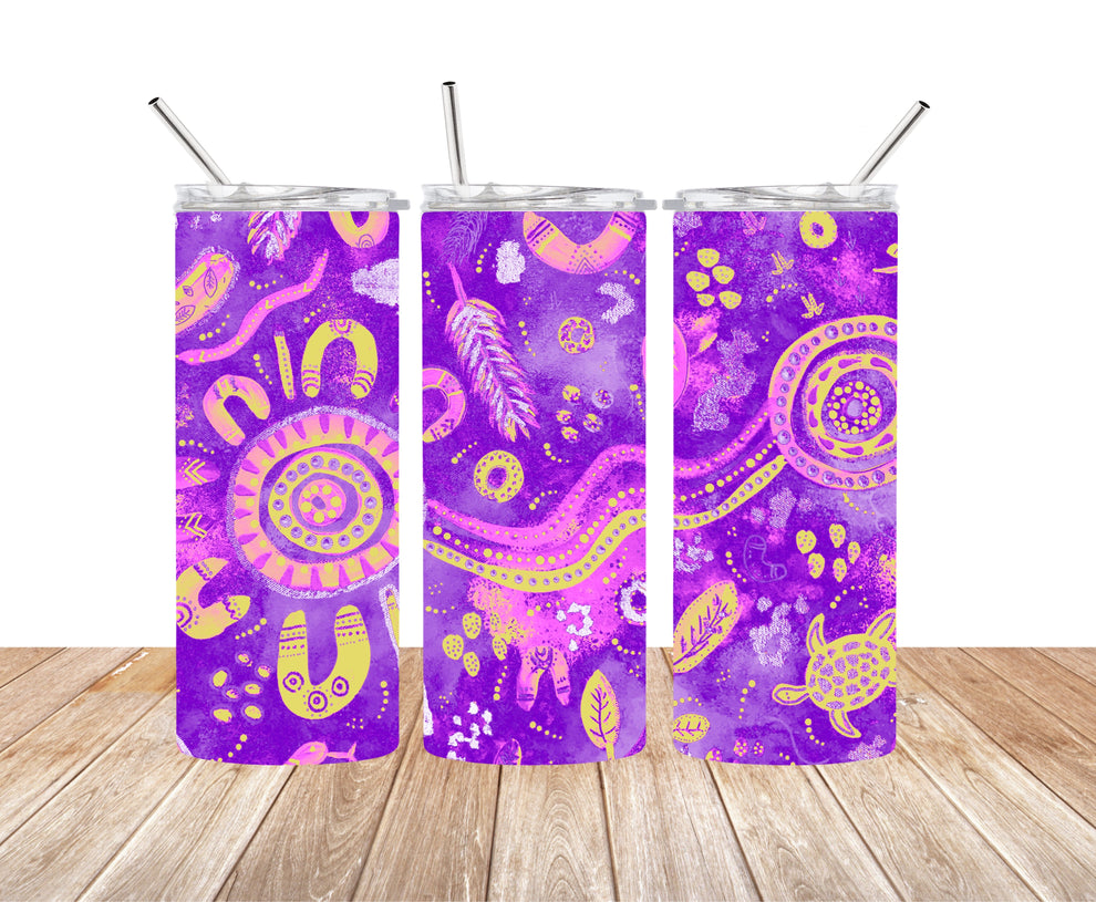 Country - Purple - Aboriginal Art - 15oz Tumbler – Ashwin Aboriginal Art