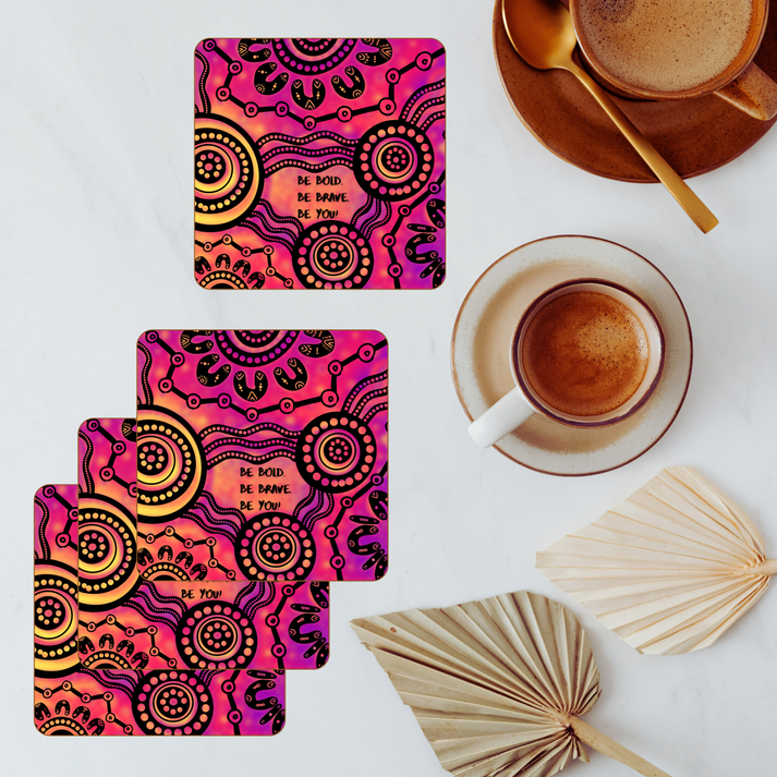 Be Bold - Sunset - Aboriginal Art Coasters – Ashwin Aboriginal Art