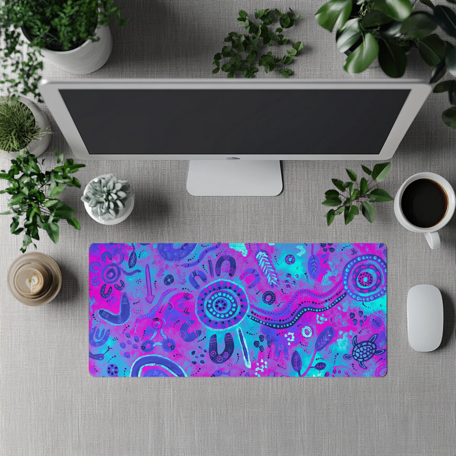Aboriginal Art Desk Mats – 90x40cm Large Mouse Pads | Ashwin Aboriginal ...