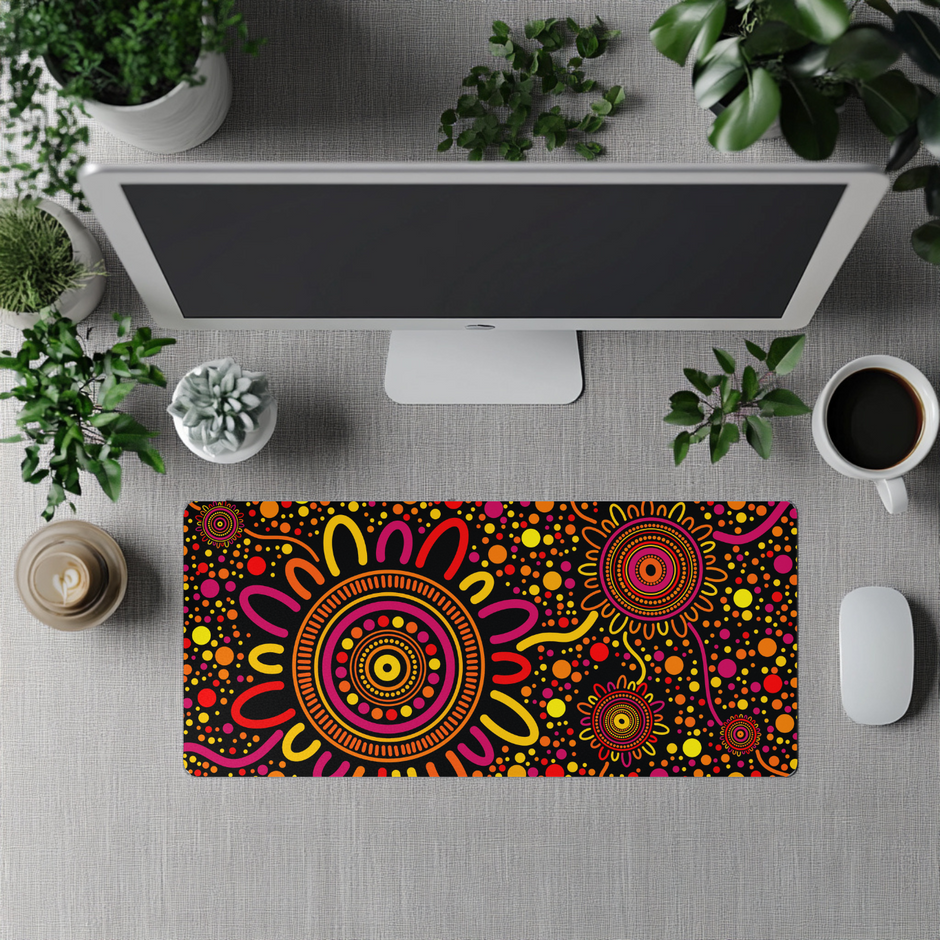 Aboriginal Art Desk Mats – 90x40cm Large Mouse Pads | Ashwin Aboriginal Art